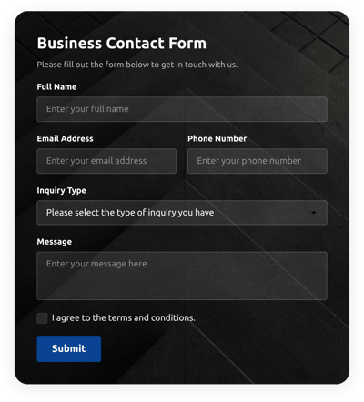 Contact Form Templates - Create Online Contact Forms for Website