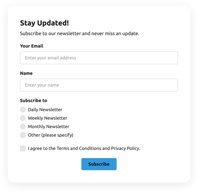 Create Popup Review Form Template for Your Website [free forms]