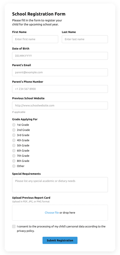 Create Validation Registration Form Template for Your Website [free forms]