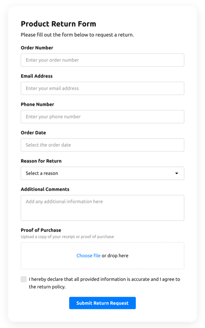 Create Quick Order Form Template for Your Website [free forms]