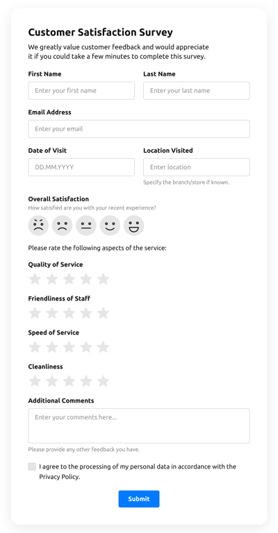 Create Customer Survey Form Template for Your Website [free forms]