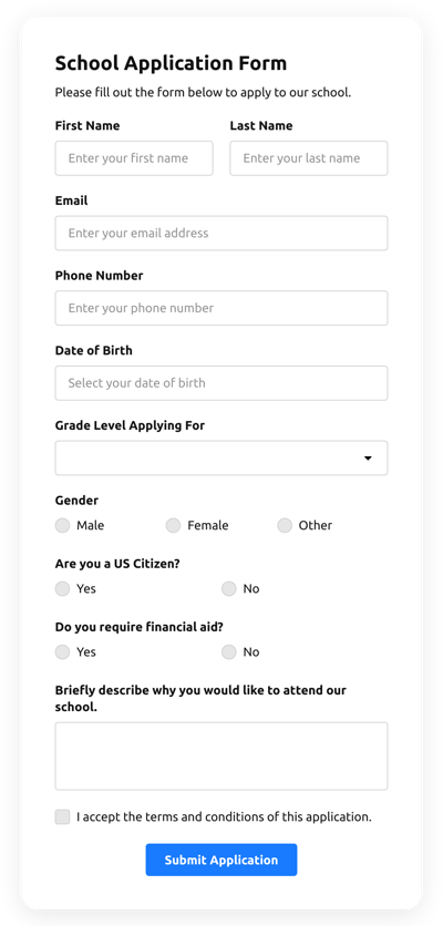 Application Form Templates - Create Online Application Forms