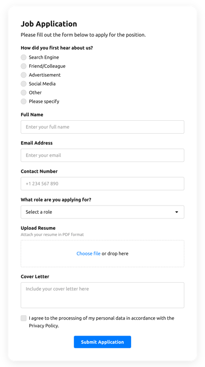 Application Form Templates - Create Online Application Forms