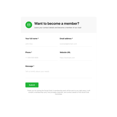 Membership Form Templates - Create Online Membership Forms