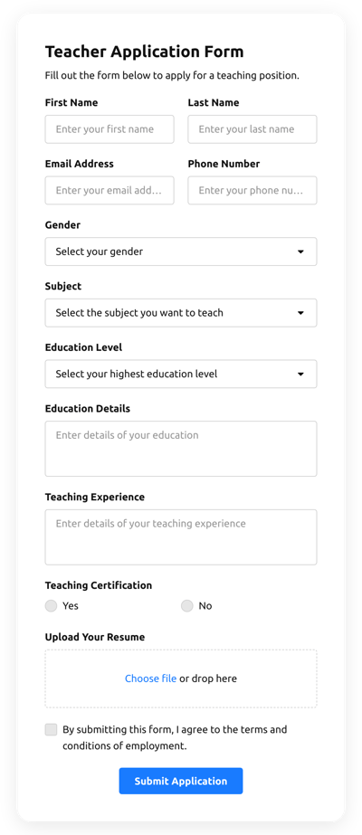 Application Form Templates - Create Online Application Forms