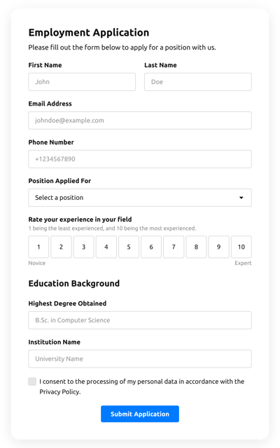 Application Form Templates - Create Online Application Forms