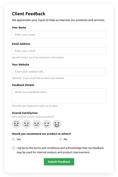 Create Feedback Form Template for Your Website [free forms]