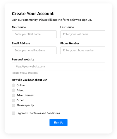 Create User Registration Sign Up Form Template for Your Website [free ...