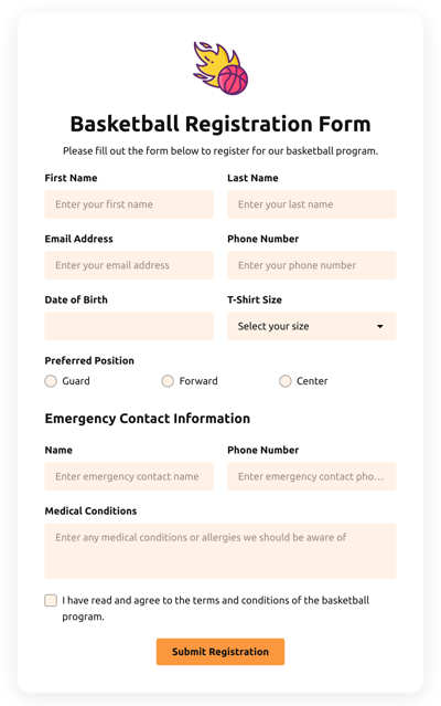 Registration Form Templates - Create Online Registration Forms