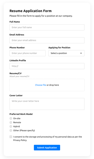 Application Form Templates - Create Online Application Forms