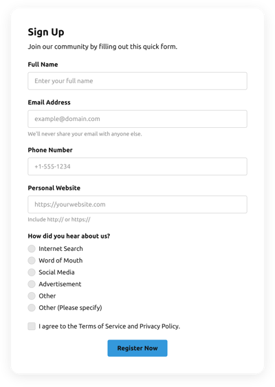 Sign Up Form Templates Create Online Sign Up Forms 