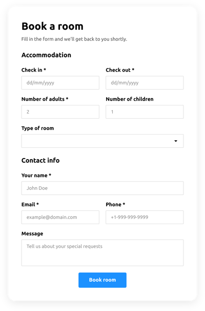 Reservation Form Templates - Create Online Reservation Forms