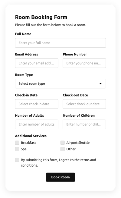 Booking Form Templates Create Online Booking Forms For Website 