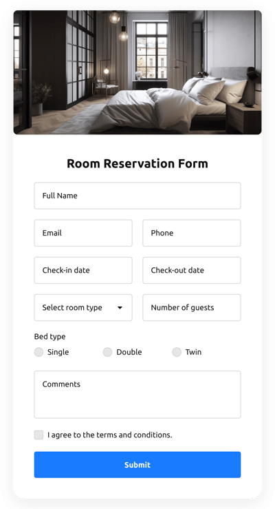 Reservation Form Templates - Create Online Reservation Forms