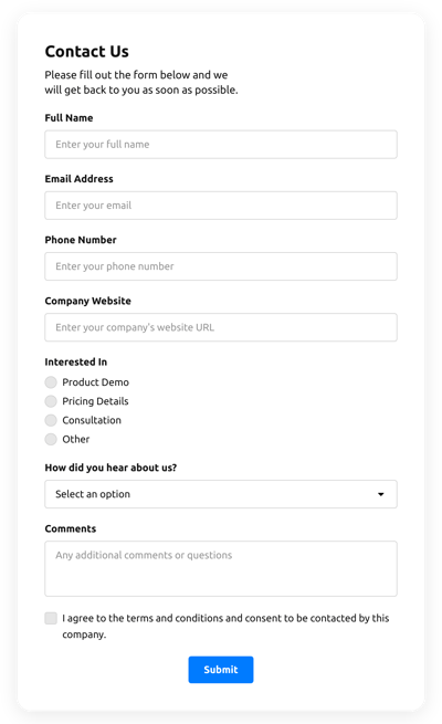 Lead Generation Form Templates - Create Online Lead Forms