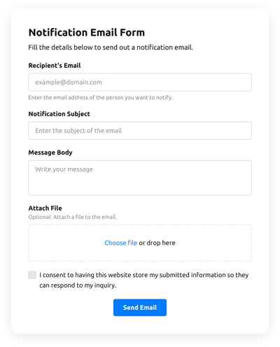 Email Form Templates - Create Online Email Forms for Website