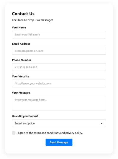Contact Form Templates - Create Online Contact Forms for Website