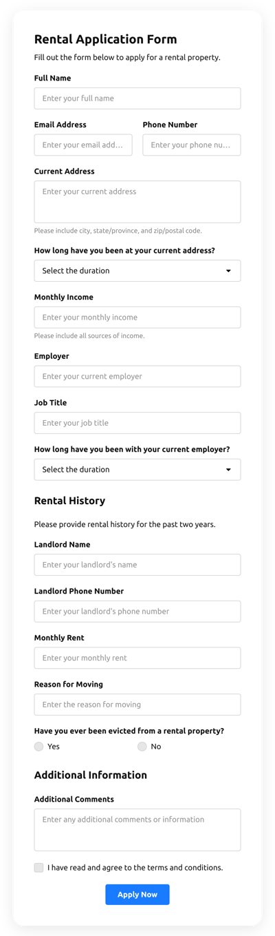 Application Form Templates - Create Online Application Forms