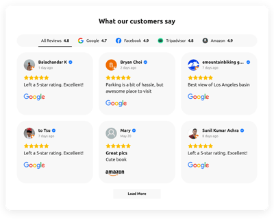 Embed Dark Grid Reviews Template on Your Website [Free]