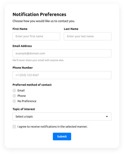 Create Notification Form Template for Wordpress [free plugin]