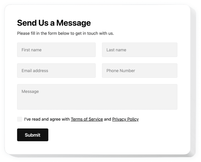 Widget de formulaire de contact réactif pour site Web (facile et rapide)
