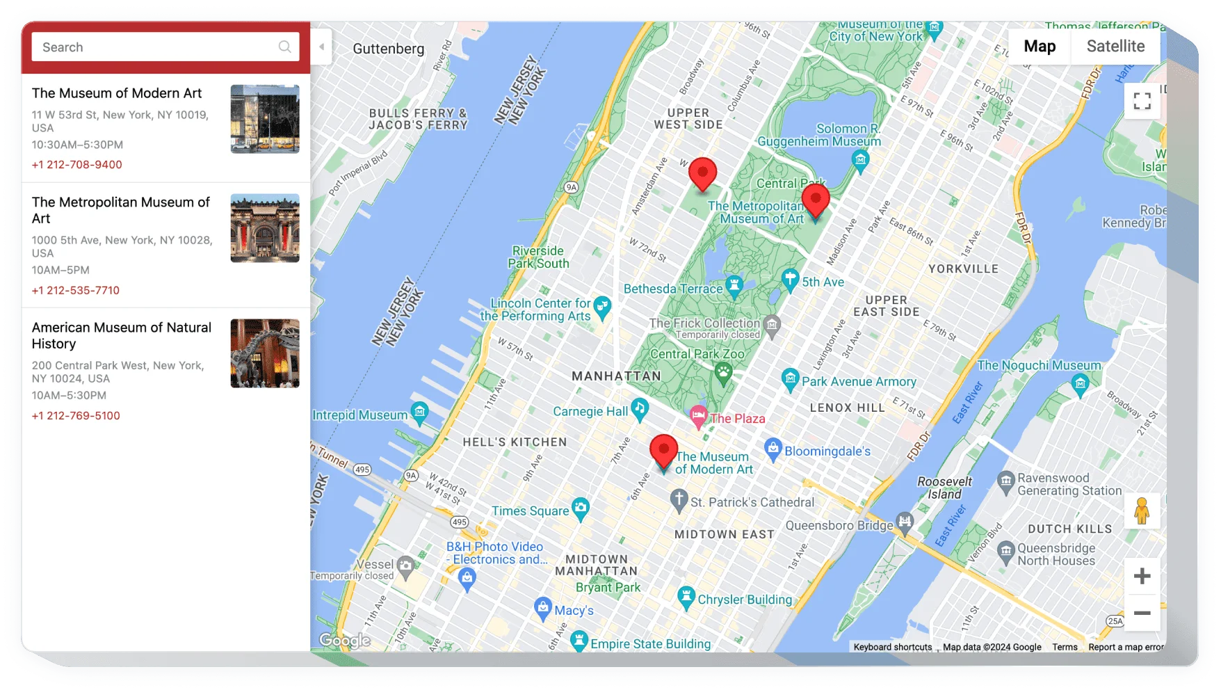 Google Maps widget for website. Free, advanced and easy-to-use.