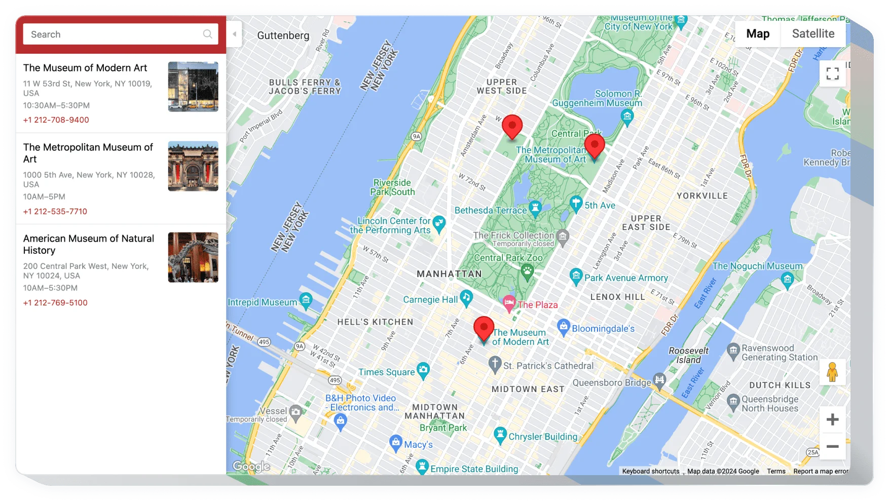 Google Maps widget for website. Free, advanced and easy-to-use.