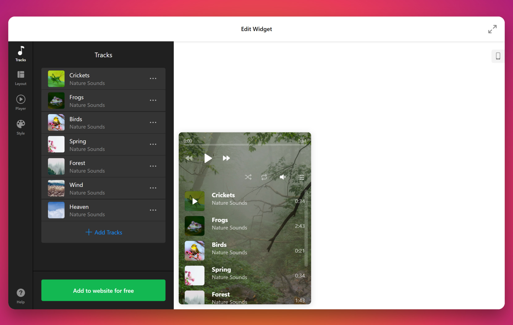 Music Player for website