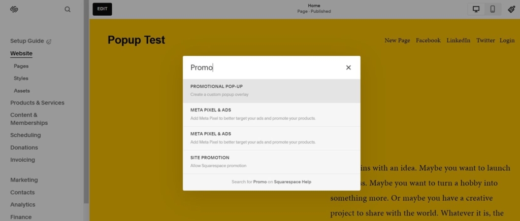 How to Add a Pop up on Squarespace in 2025