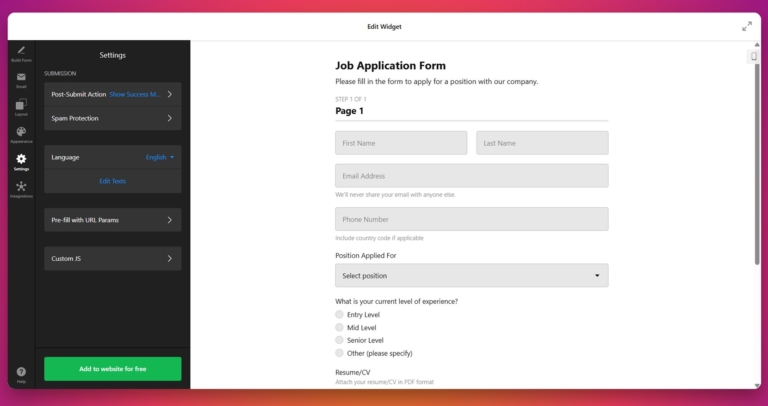 How to Create a Job Application Form and Add It to Your Website